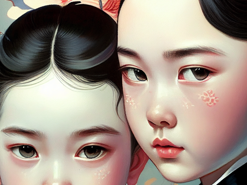 一组AI双人半身人像（平面类）_悟空AI三维-站酷ZCOOL