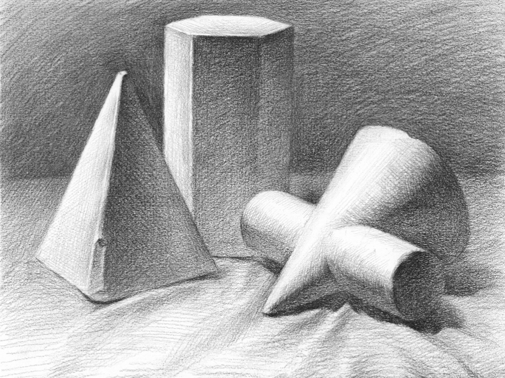 石膏几何体绘画_星亮绘画art-站酷ZCOOL