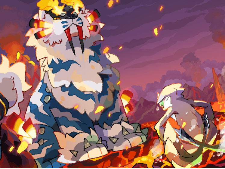 双刃鼬与火山地带的白虎_方狼wolfl-站酷ZCOOL