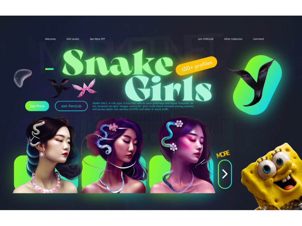 《蛇女·侧颜》Y2K银蛇&少女的首饰_纯欲_赛博-站酷ZCOOL