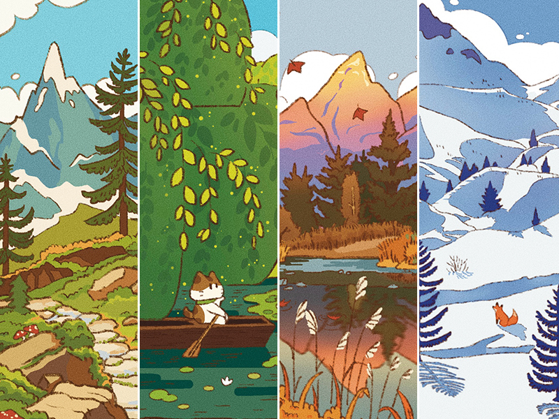 【小风景插画】四时有景_枣狐儿果果酱-站酷ZCOOL