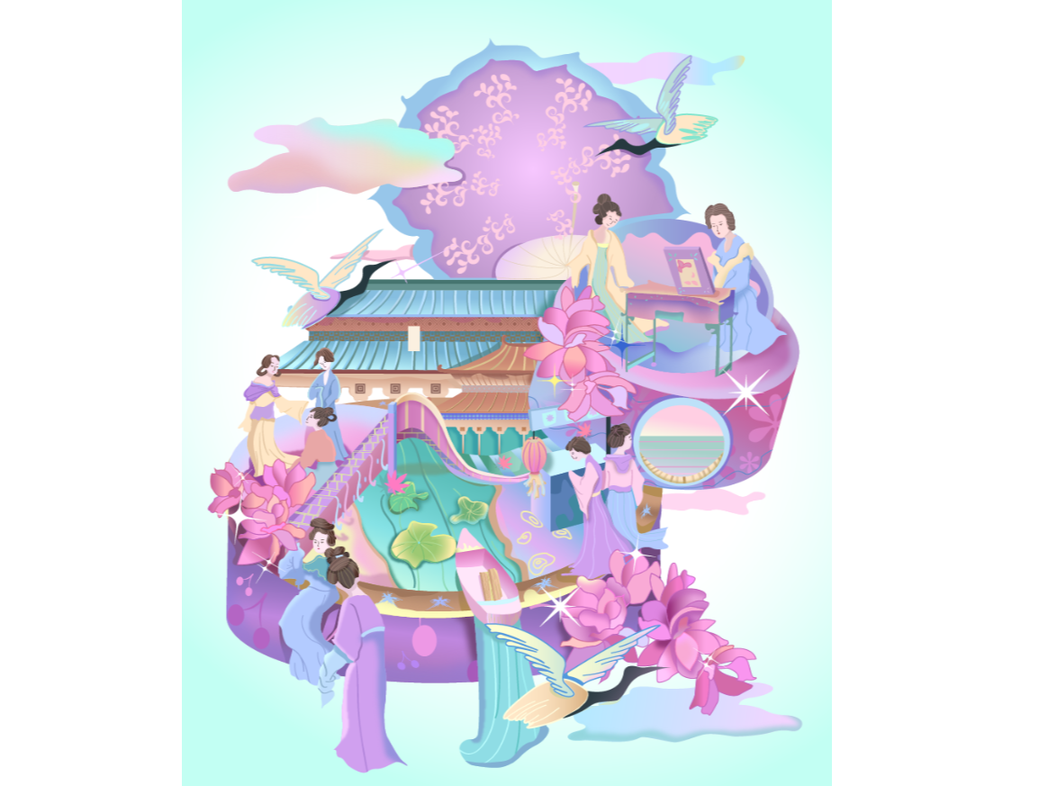 化妆品类插画——魅力绽放_98年的Li-站酷ZCOOL