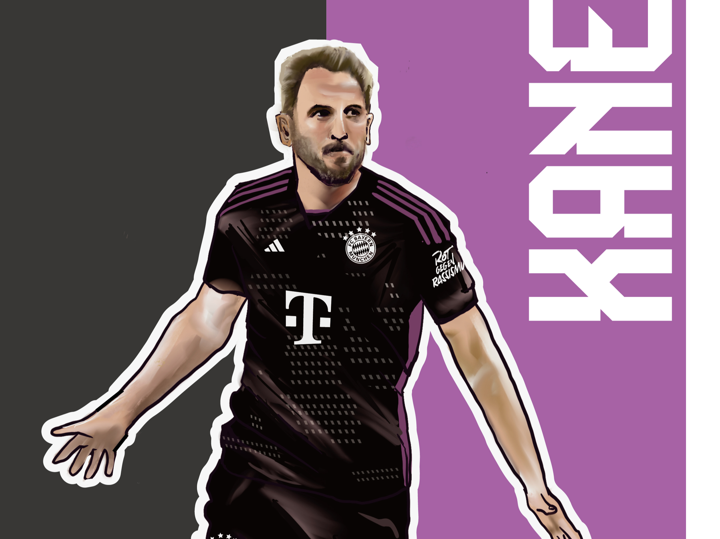 足球明星哈里凯恩拜仁慕尼黑插画_旦旦工作室-站酷ZCOOL