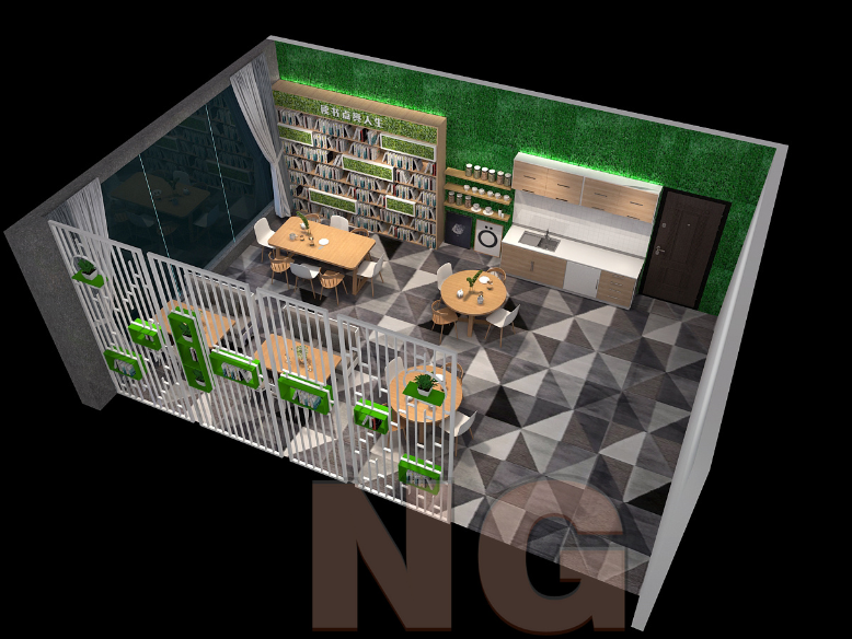 图书角工装设计3D效果图_3D设计师NG男-站酷ZCOOL