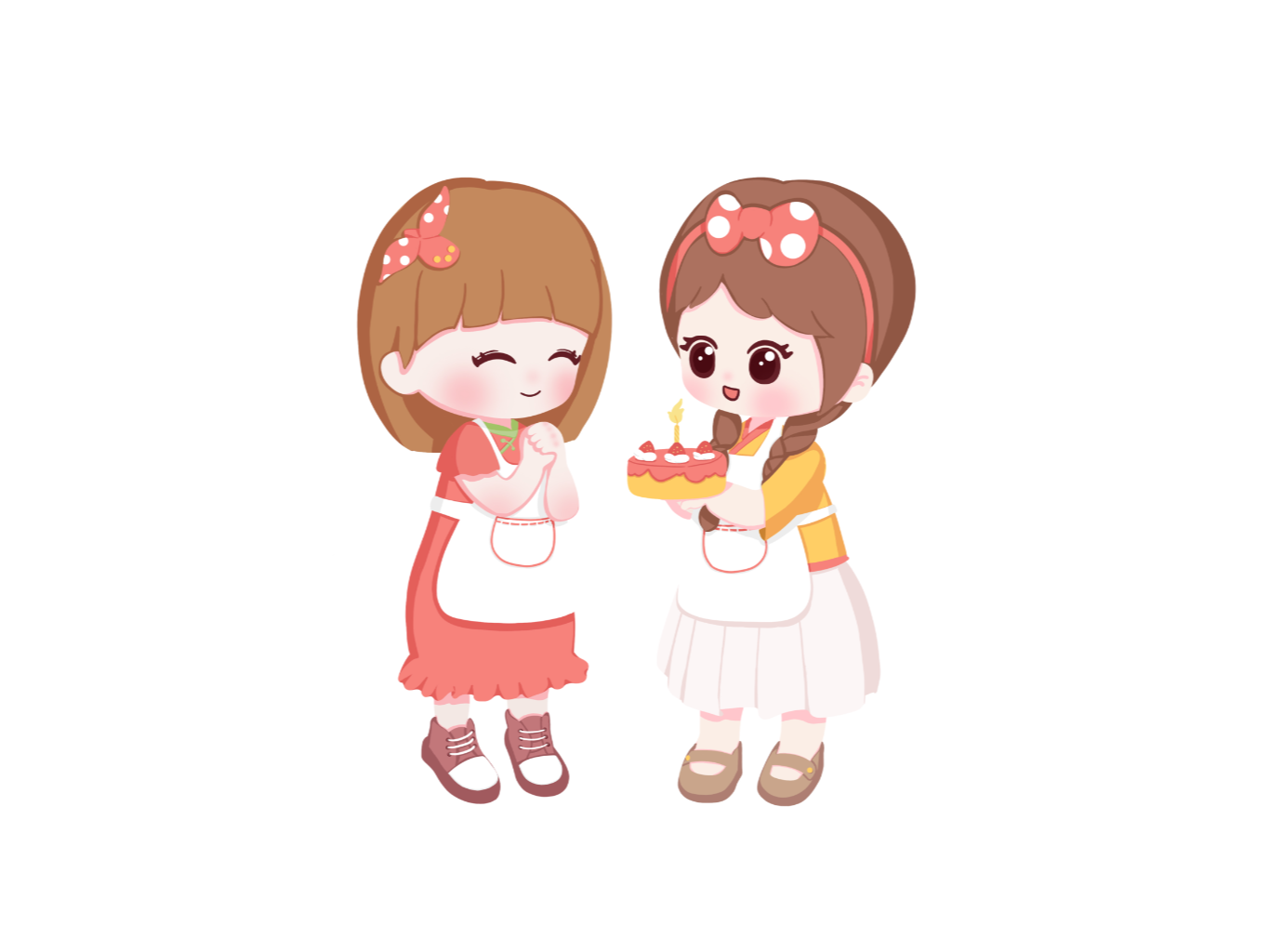 姐妹生日蛋糕礼物庆祝许愿烘培_画师花七-站酷ZCOOL