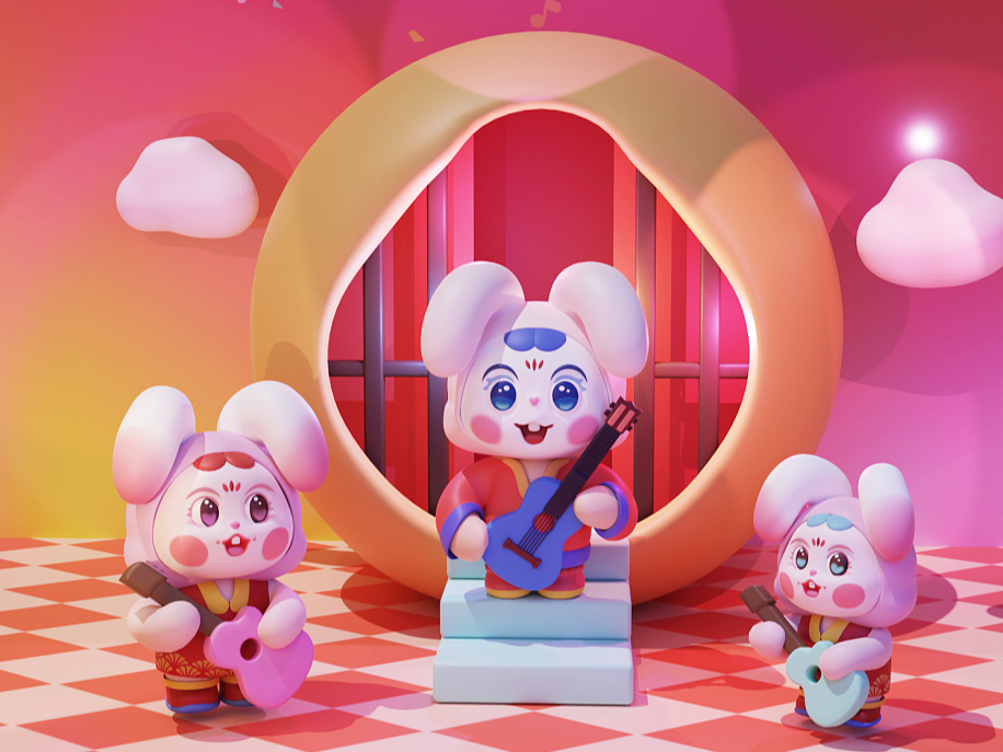 2023兔年KV插画-IP潮玩手办建模教程_造大街-站酷ZCOOL