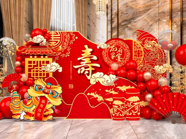 寿宴老年人生日派对商业活动kt板背景气球材料包_Z744162561-站酷ZCOOL