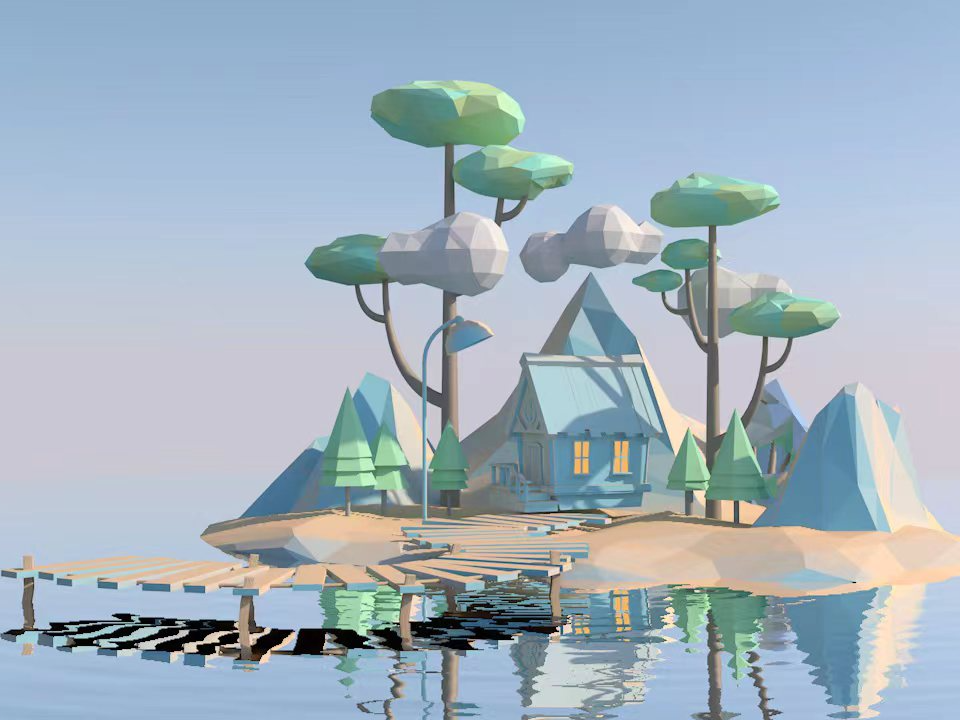 C4D低多边形小岛白天_就是星期八-站酷ZCOOL