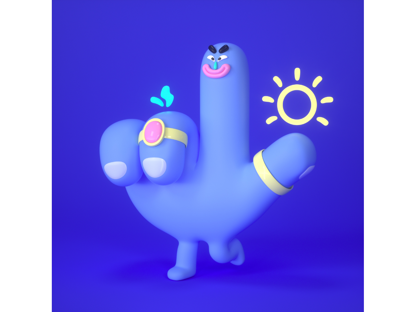 C4D-日常练习-手指怪_呼吸LEE-站酷ZCOOL