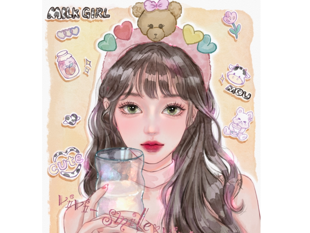 半水彩头像：奶茶girl_是微微一笑啊-站酷ZCOOL