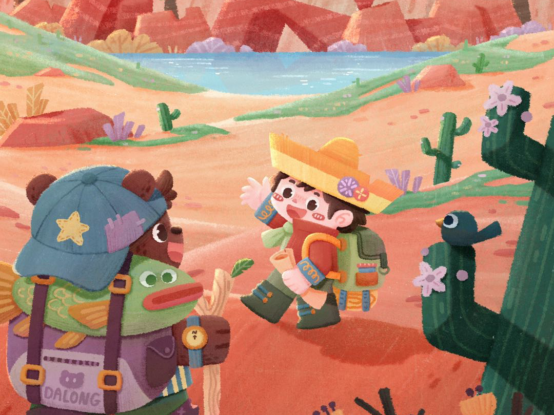 一起去远足吧 | 儿童插画 | 动物插画_大龙_Dalong-站酷ZCOOL