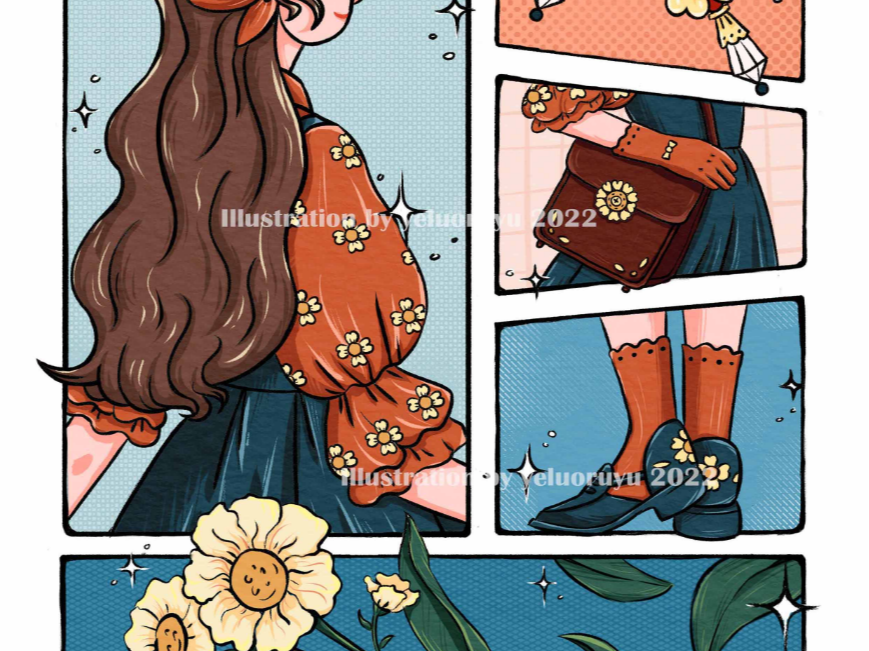#WOW分镜插画-女孩儿和花_叶落luo-站酷ZCOOL