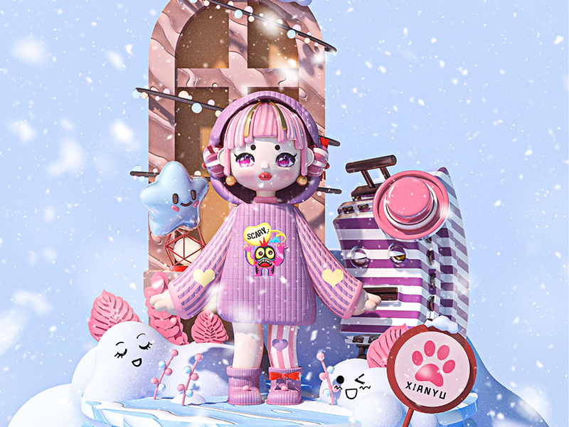 c4d IP雪人_咸鱼姐姐y-站酷ZCOOL