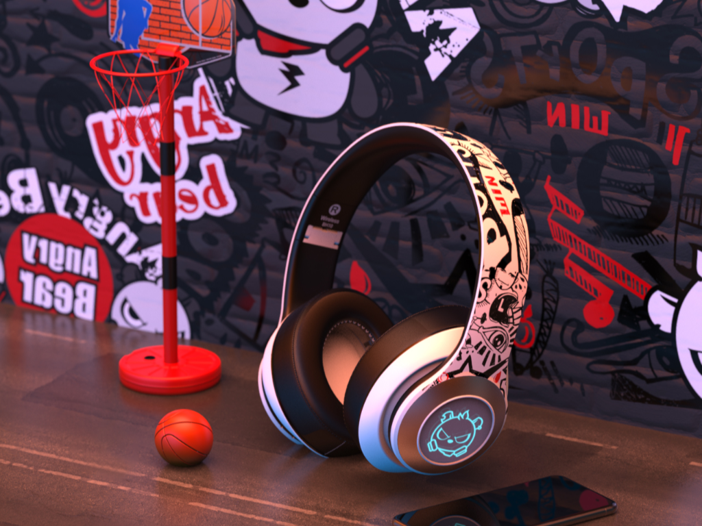 头戴式涂鸦耳机渲染_zzh格格-站酷ZCOOL