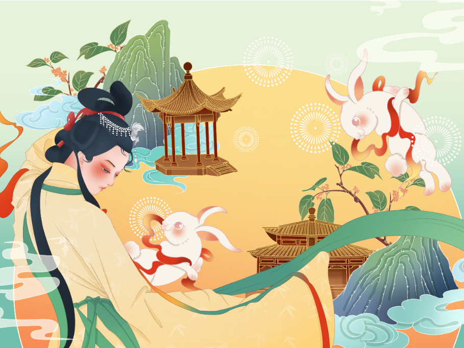 中秋节国潮风插画_Z50717603-站酷ZCOOL