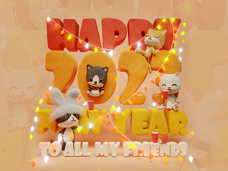 ClayCat 黏喵喵 [03] & [Happy New Year]_Aaron_Elver-站酷ZCOOL