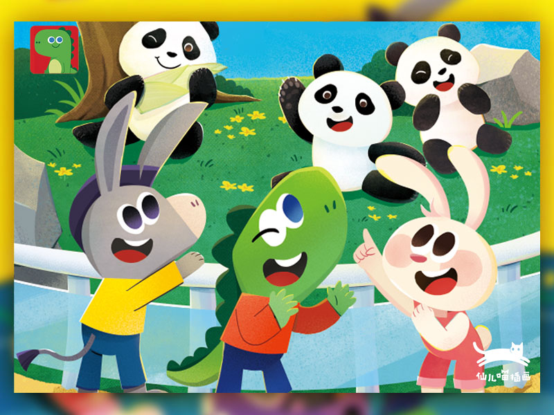 英语故事绘本6《The Panda Park》_仙儿喵插画工作室-站酷ZCOOL