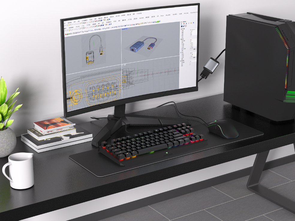 DP TO HDMI VGA HUB扩展坞3C渲染_ouanping666-站酷ZCOOL