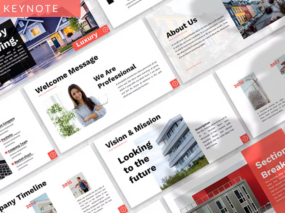 红色简约大气房地产介绍设计开发商务通用keynote模板_爱晴天-站酷ZCOOL