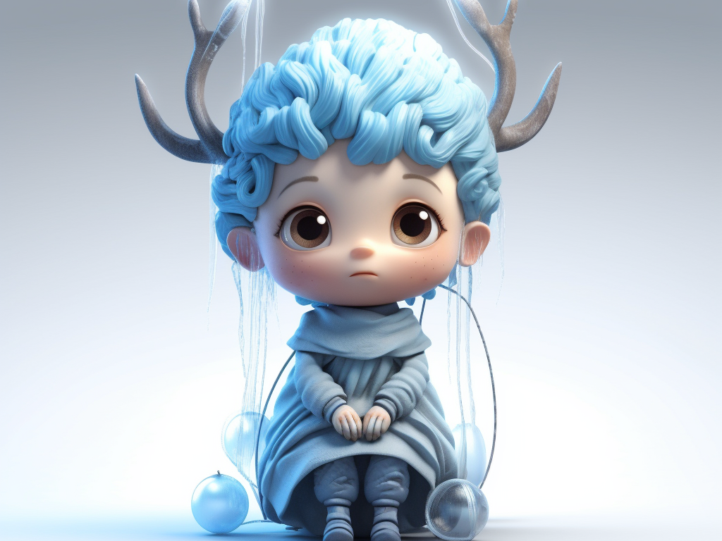 AI作画-蓝色气泡小鹿IP_Lc练程-站酷ZCOOL