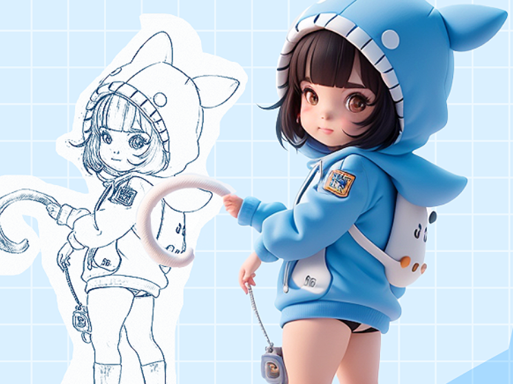 AIGC卡通猫女郎 I 盲盒人物2D/3D转换！_小冰糖是个人-站酷ZCOOL