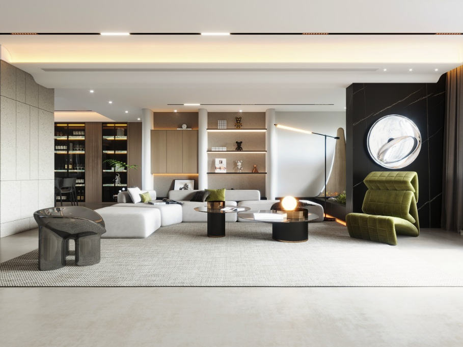 极简原木轻奢客餐厅效果图设计_王彤ing-站酷ZCOOL