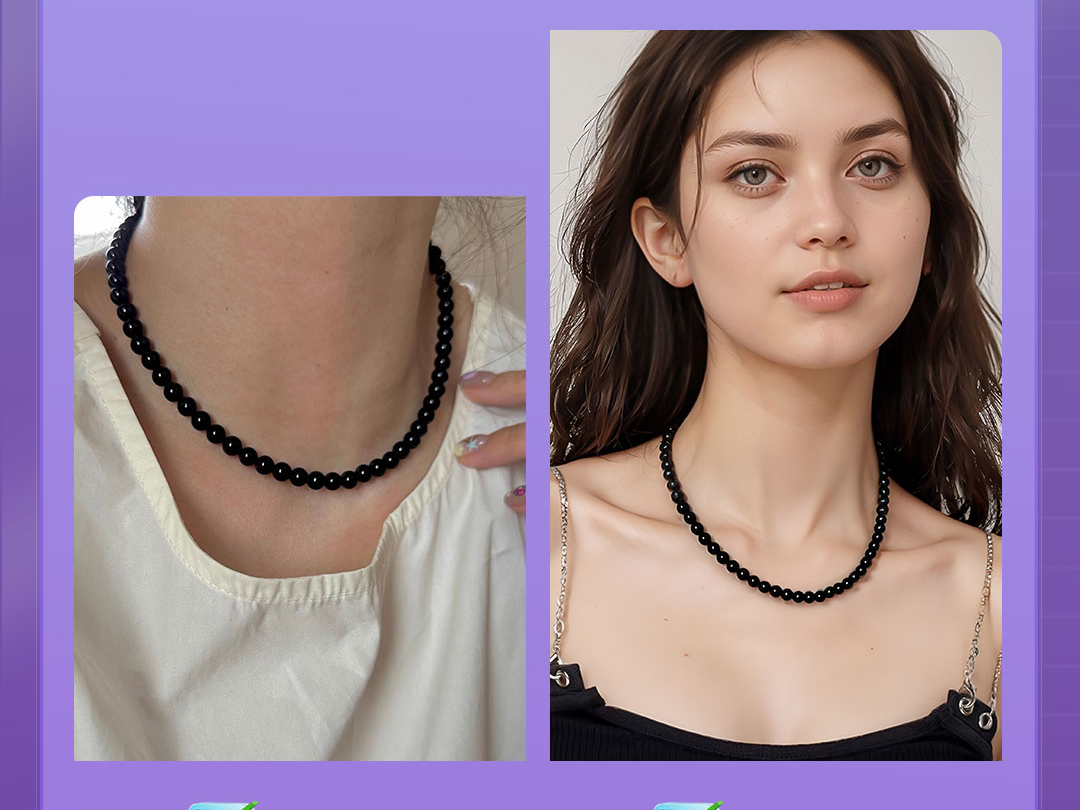 AI电商系列 -黑珠子项链_轩贝视觉-站酷ZCOOL