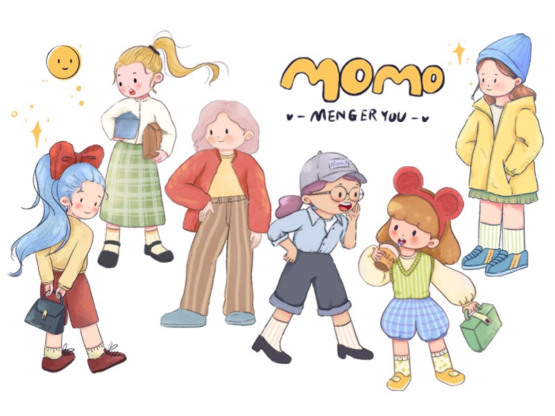 人物插画合集 | 奔波忙碌的可爱女孩子_Momo梦儿游-站酷ZCOOL