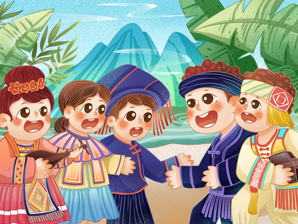 三月三壮族插图_Crazy鹿豆-站酷ZCOOL