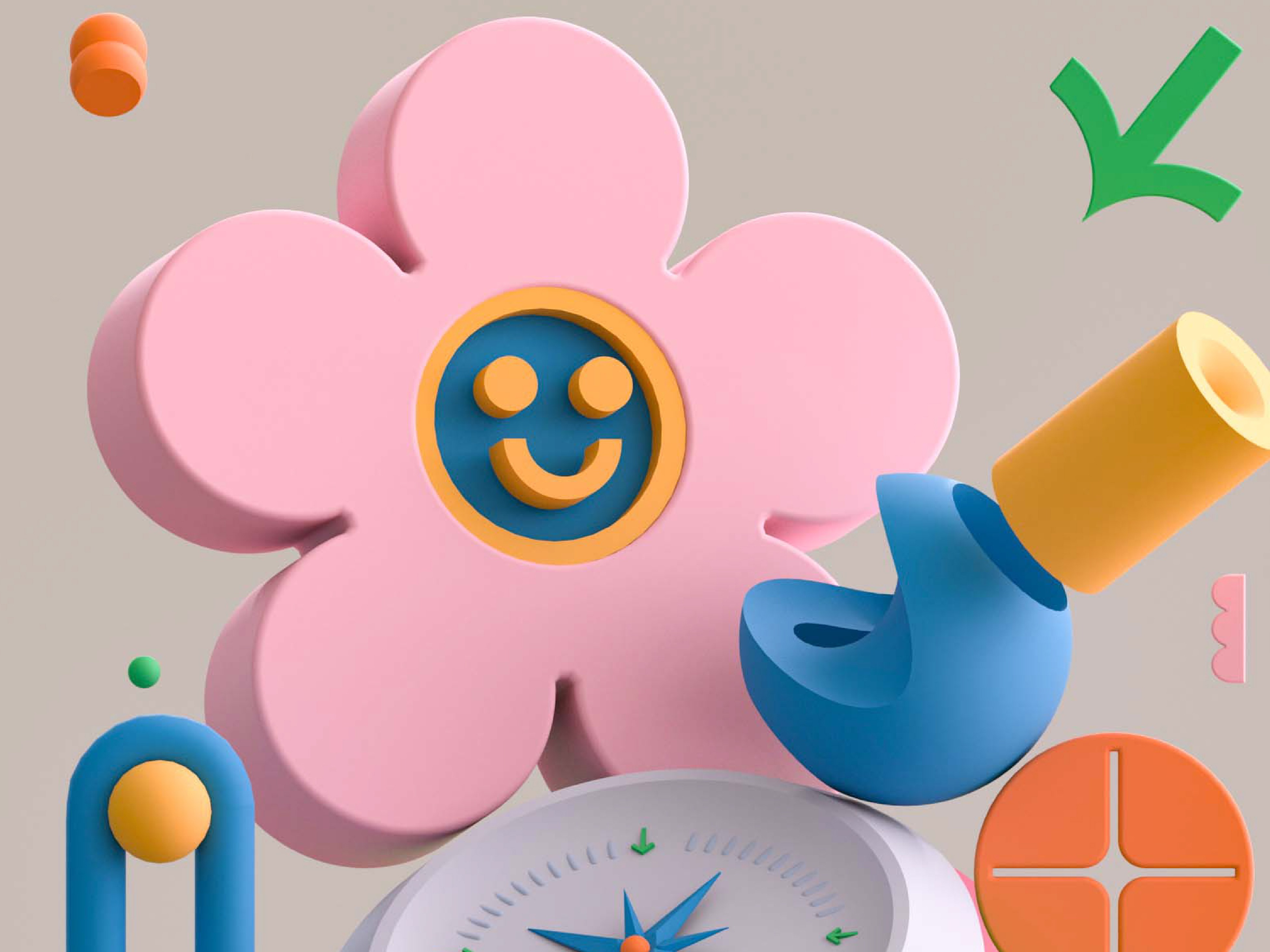 C4D建模渲染 《笑脸花》_Ice碎冰冰-站酷ZCOOL