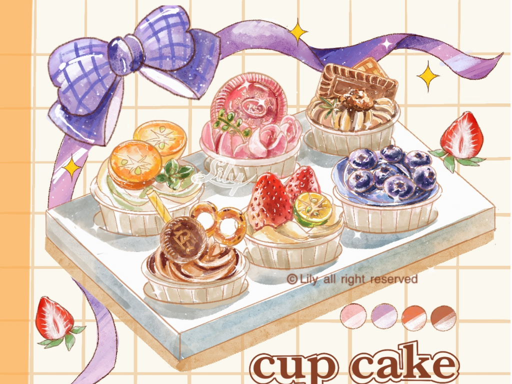 冬日漫游 | 下午茶甜品时光 ipad水彩_lily_66-站酷ZCOOL