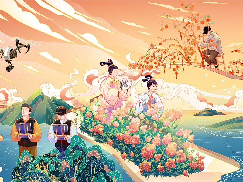 影视公司墙绘国潮风_皮皮yo-站酷ZCOOL