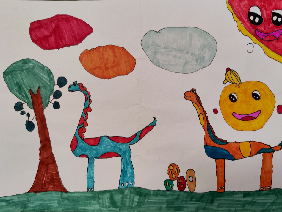 高大的腕龙（作者：H柏熙）_儿童创意美术-站酷ZCOOL