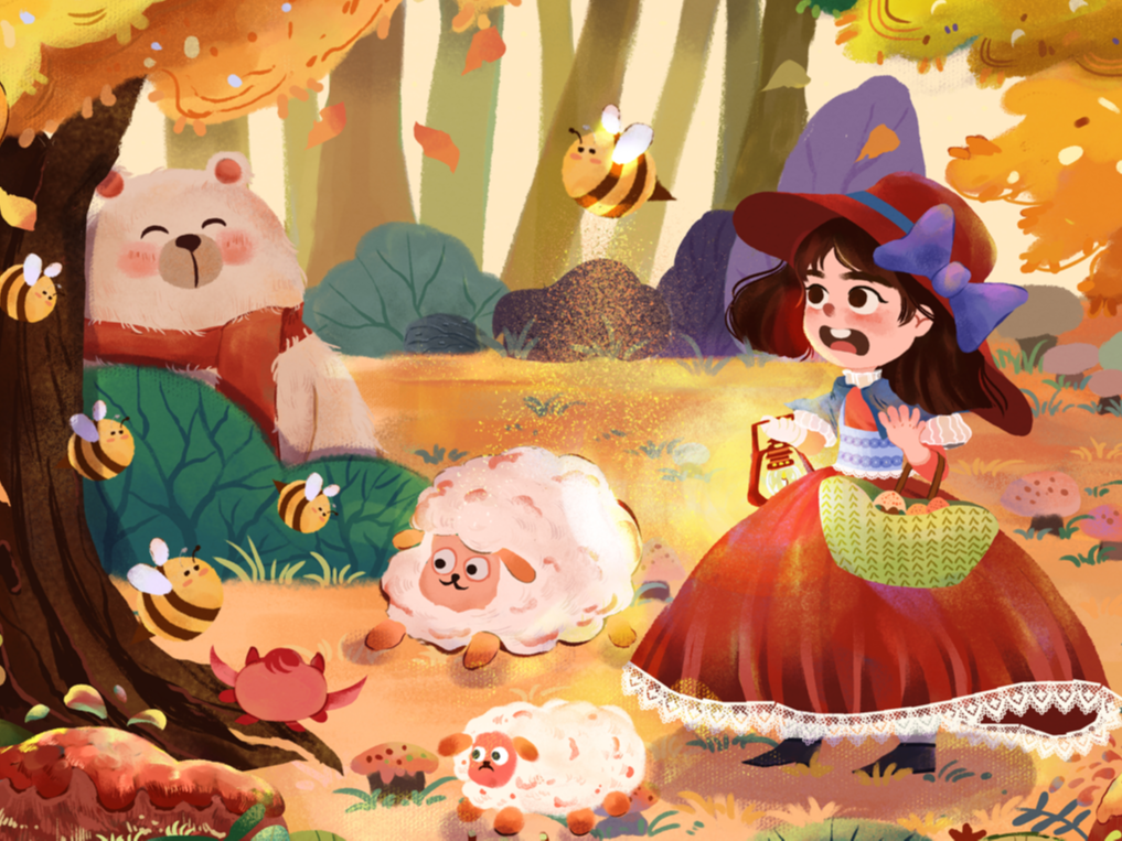 绘本大场景之《白雪公主与七个小蜜蜂》_晴天Adela-站酷ZCOOL