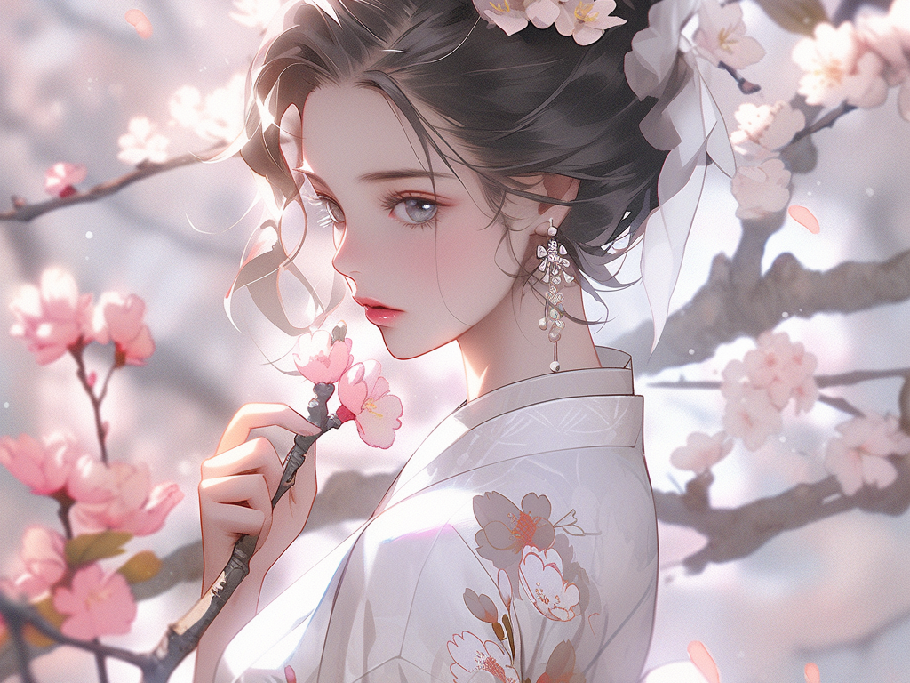 优雅中国风女子8K壁纸_荷逸-站酷ZCOOL