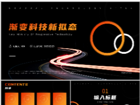 橙色渐变风科技新拟态ppt模板_长琴cq-站酷ZCOOL