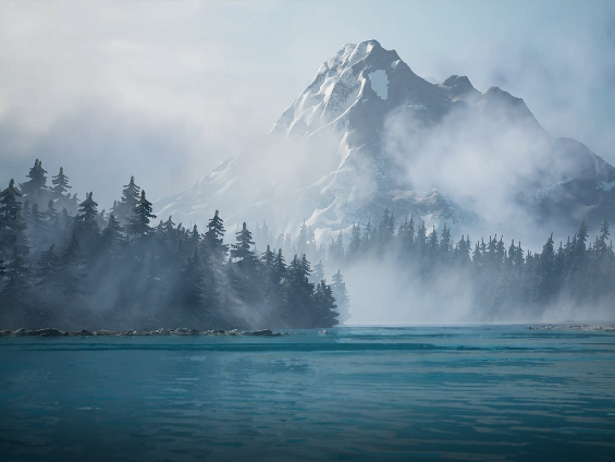 河道森林雪景练习_celestial_X-站酷ZCOOL