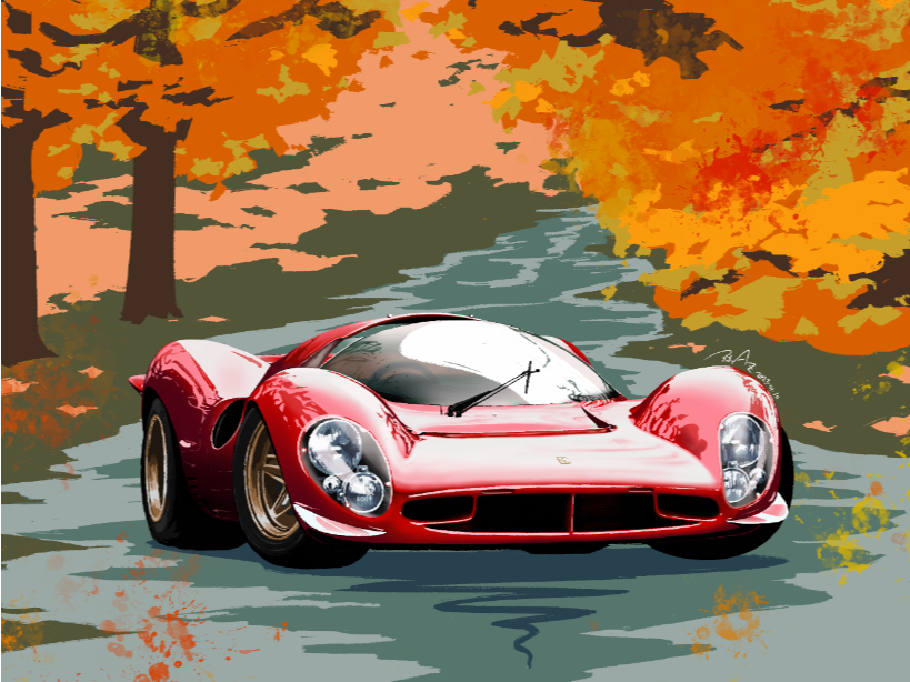 【手绘】法拉利 Ferrari 330 P4_Azure陳-站酷ZCOOL
