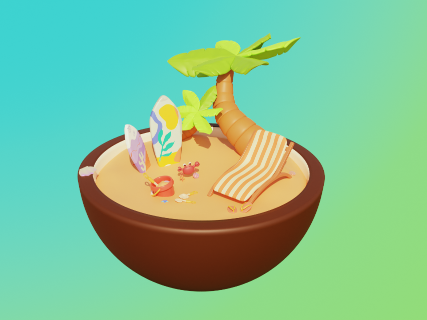 【春日创作打卡】沙滩场景_一日一毛-站酷ZCOOL