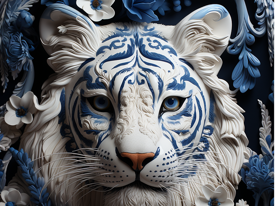 Prompt 灵感！Midjourey 打破次元壁 青花瓷动物肖像图_是静音啊-站酷ZCOOL