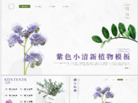 紫绿色小清新植物花朵ppt模板_长琴cq-站酷ZCOOL