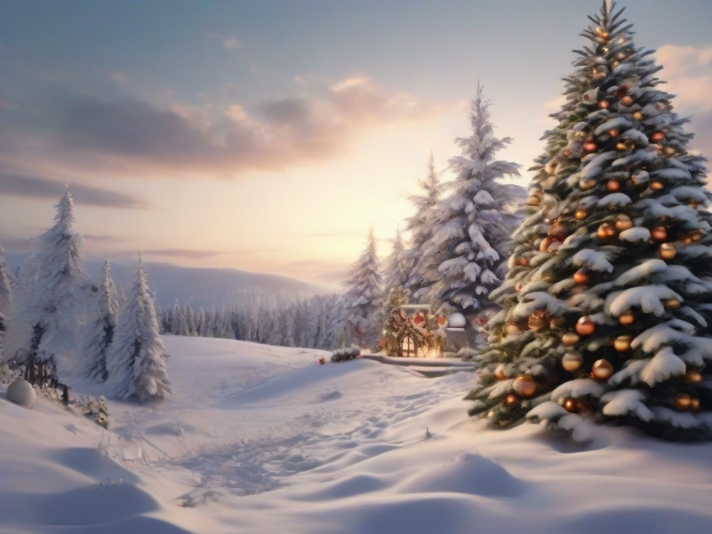 雪落圣诞夜，璀璨树影美_Z453343107-站酷ZCOOL