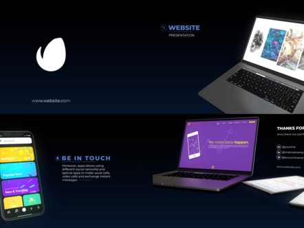 AE模板|深色背景笔记本电脑屏幕展示画面样机3D空间_猿文件网官方账号-站酷ZCOOL