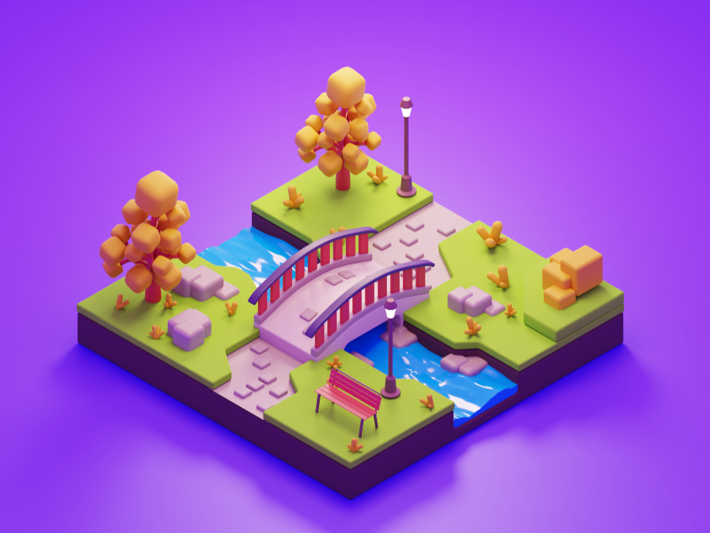 2.5D 三维LowPoly公园 _祝巍-站酷ZCOOL