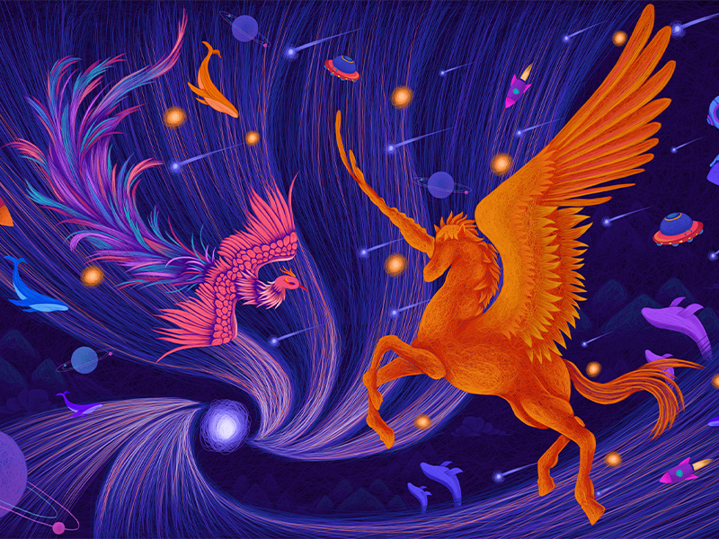 线圈插画-《以梦为马》_呦呦UU-站酷ZCOOL