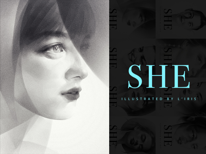 时尚插画 | 黑白情绪人像·SHE_石榴LIRIS-站酷ZCOOL