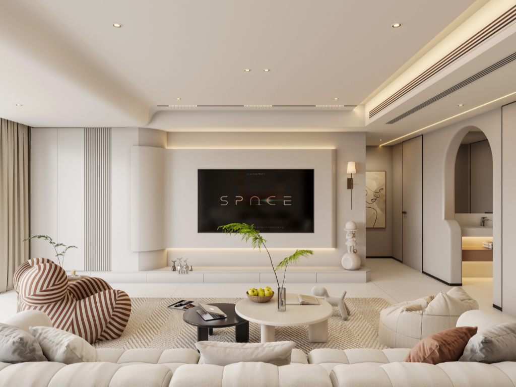 奶油风客餐厅效果图表现_王彤ing-站酷ZCOOL