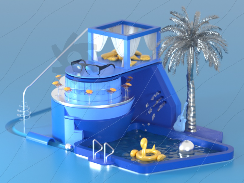 C4d-度假泳池_xuruohong-站酷ZCOOL