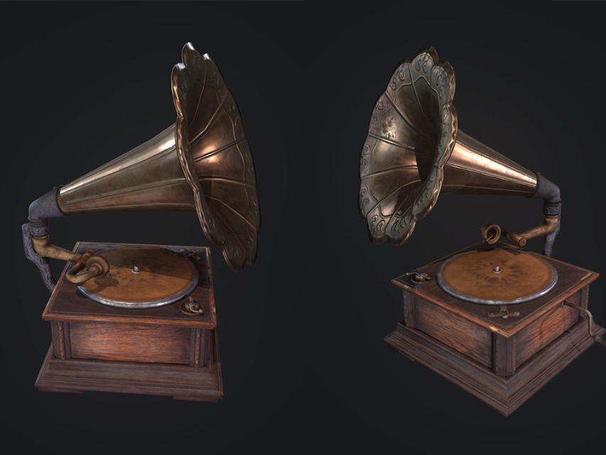 【3D建模】次世代高模复古留声机建模，全流程解析_Alan安澜-站酷ZCOOL