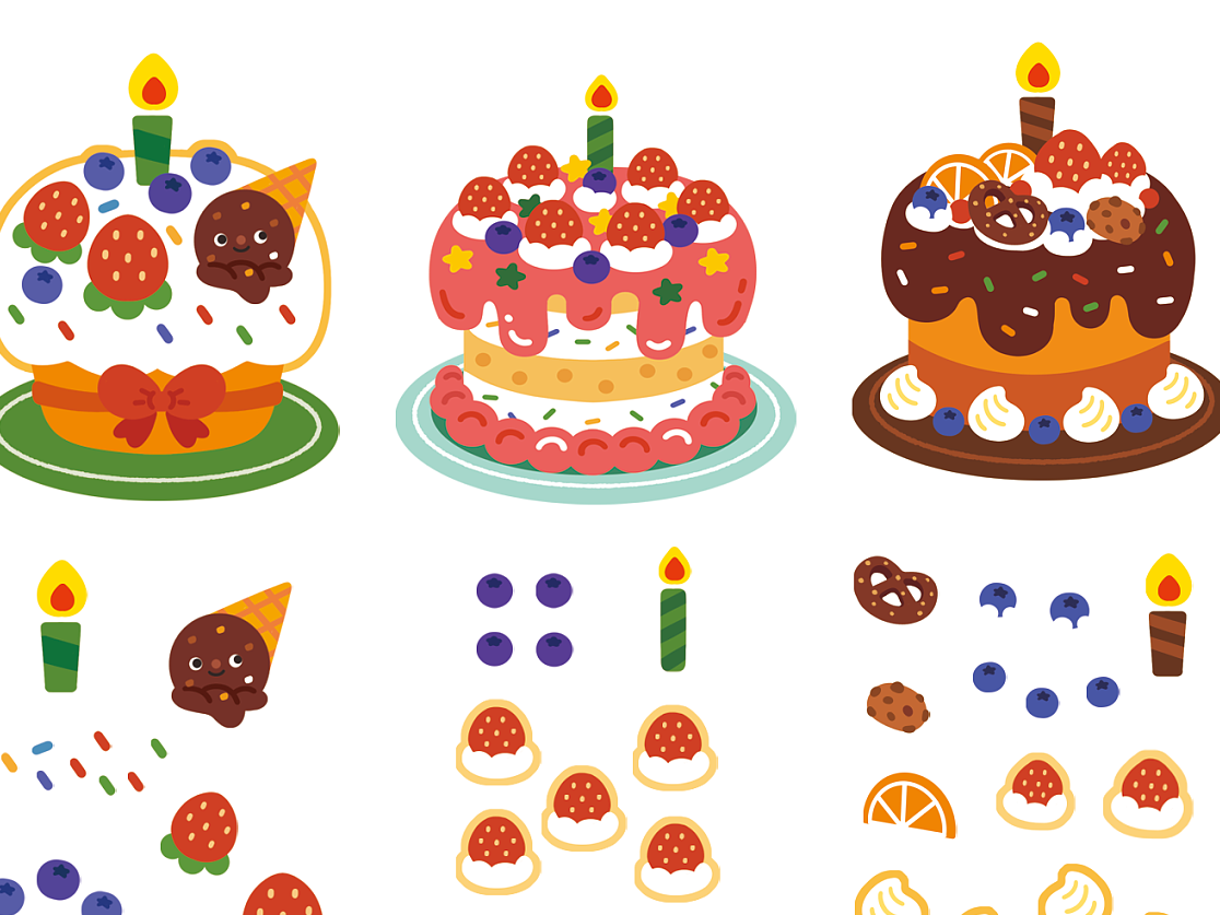 扁扁蛋糕贴纸_周珂zk-站酷ZCOOL